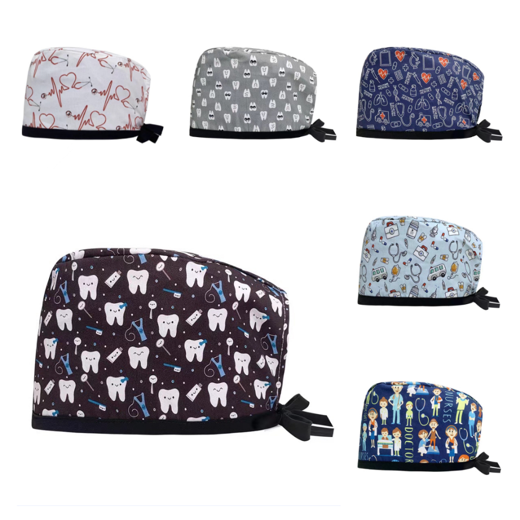 Surgical cap Ajustable doctor nurse cap scrub cap print cute dentist ...