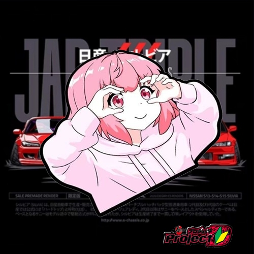 JDM Car Stickers Personalized Anime Cartoon Pink Girl Car Rear Gear ...