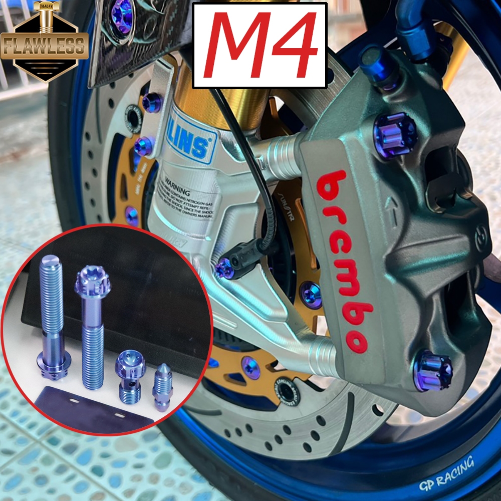 FLAWLESSTI Brembo M4 M4.34 M40 1098 Radial Brake Caliper Gr5 Titanium ...