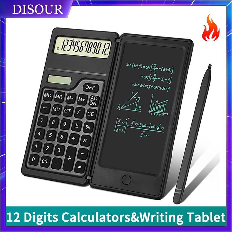 Solar Calculator 12 digit LCD Display with 6 Inch Writing Pad ...