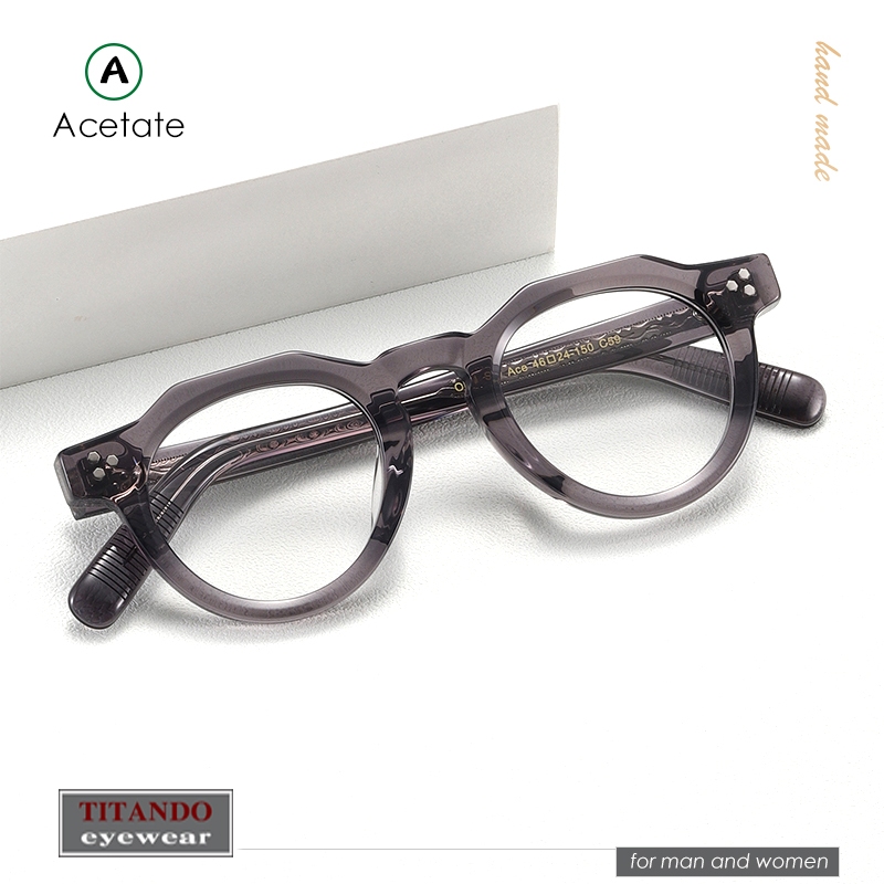 Japanese Retro Fashion Crown Polygonal Acetate Fiber Glasses Couple ...