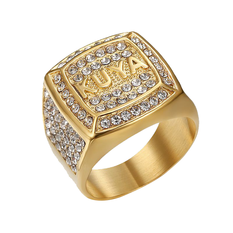 18K Pure Gold The Fraternal Order of Eagles Ring Stainless steel Male ...