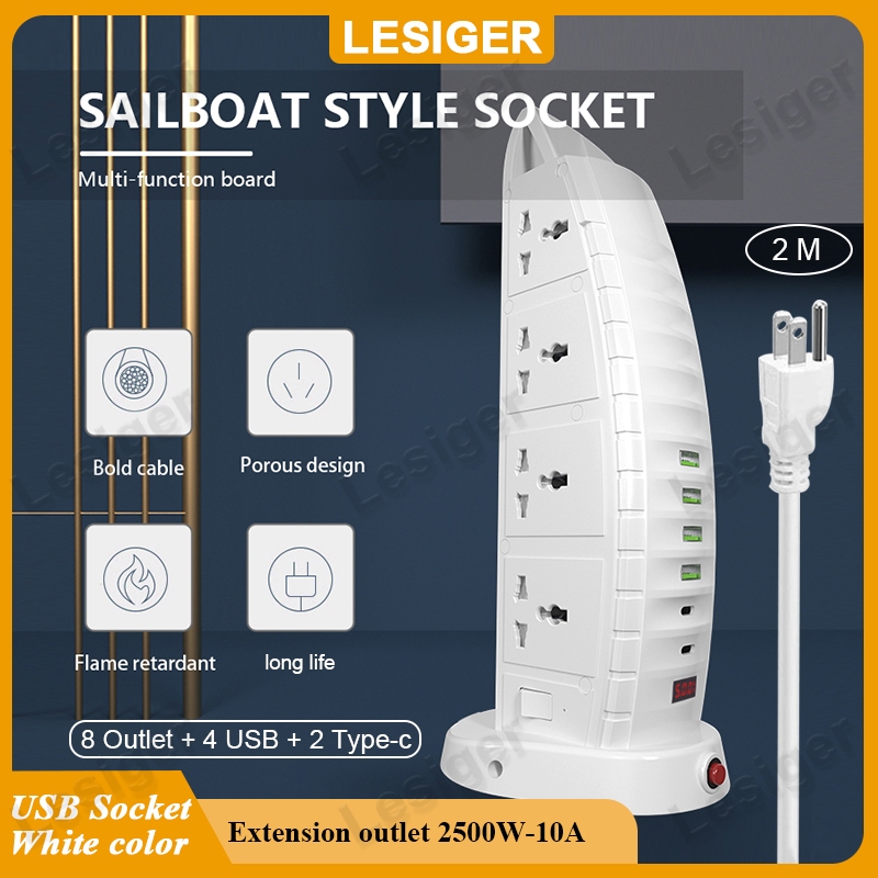 Sailboat Tower Power Socket With 8 Universal outlet and USB+Type-C ...