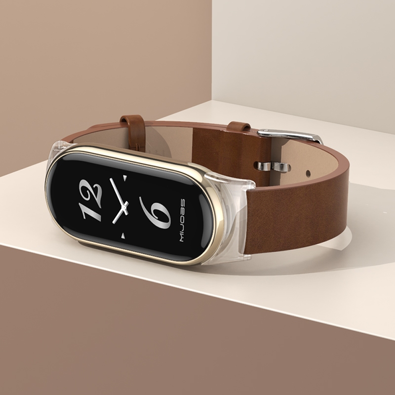 MIJOBS Miceofiber PU Leather Strap for Mi Band 9/8 Plastic Connectors ...
