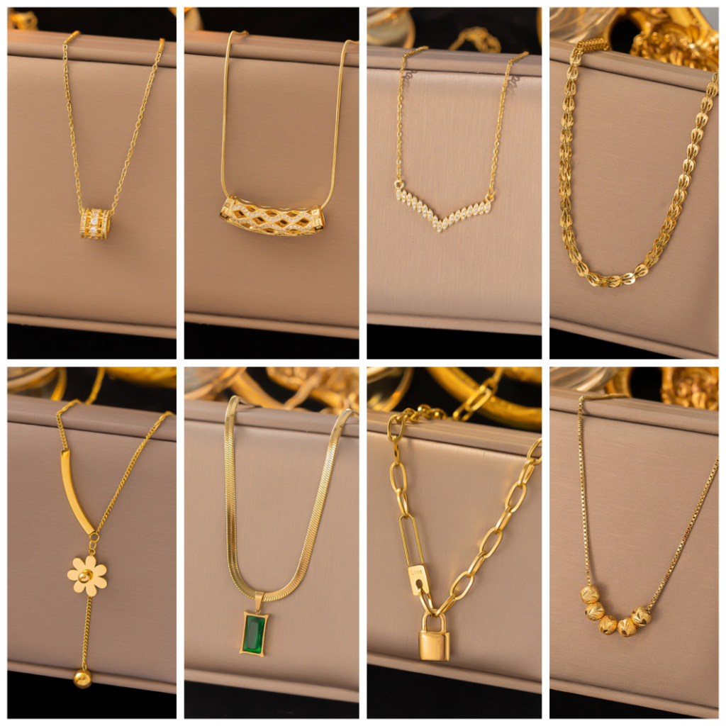 Non-Fading Exquisite Titanium Steel Necklace 18 Gold Plated Female ...