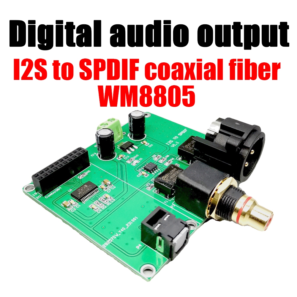 Digital audio output board I2S to SPDIF coaxial fiber AES WM8805 Italian interface XMOS Audio ...