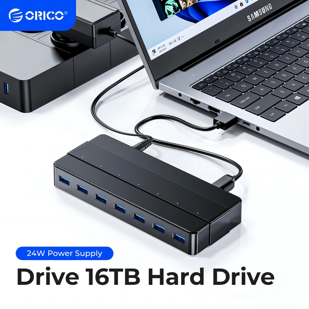 ORICO 7 Port USB 3.0 HUB USB Splitter OTG Adapter For Desktop Laptop PC ...