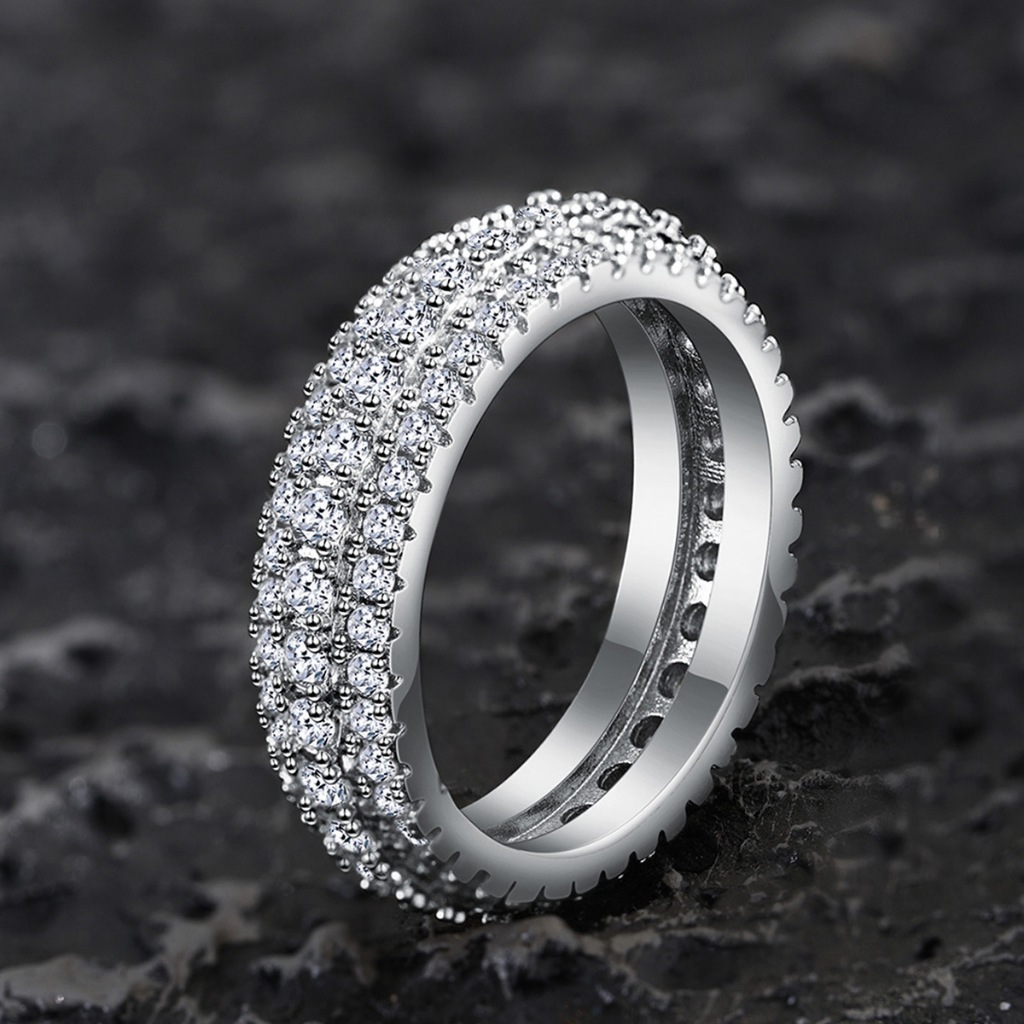 New Hip Hop Ring Full Diamond Men's Ring White Gold Set com Zircon ...