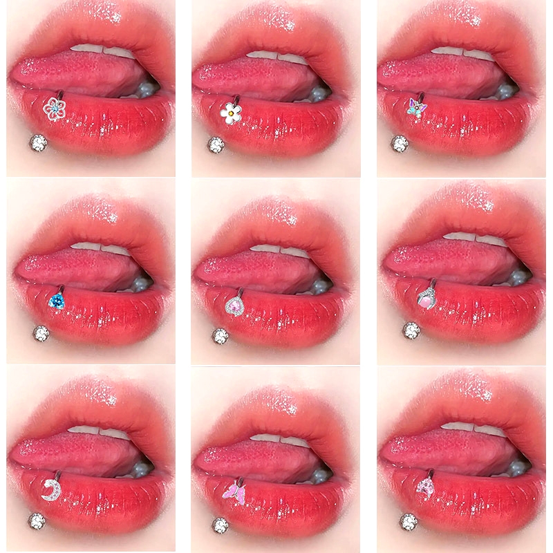 Stainless steel D rod soft ceramic ball lip ring personalised punk lip ...
