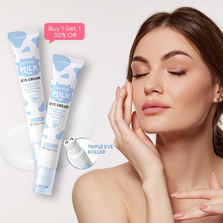 LAIKOU Milk HA Roll & Glow Eye Cream Smooth Wrinkles Brighten Hydrating ...