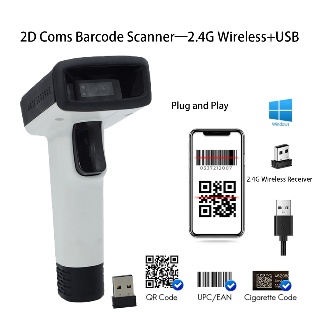 High Quality 2.4G Wireless USB Port 2D QR Code Bar code Read Scanner ...