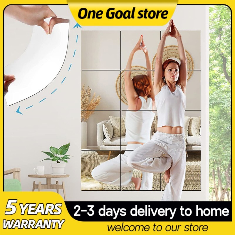 Home DIY HD Mirror Wall Sticker Acrylic Stitching Mirror Self Adhesive ...