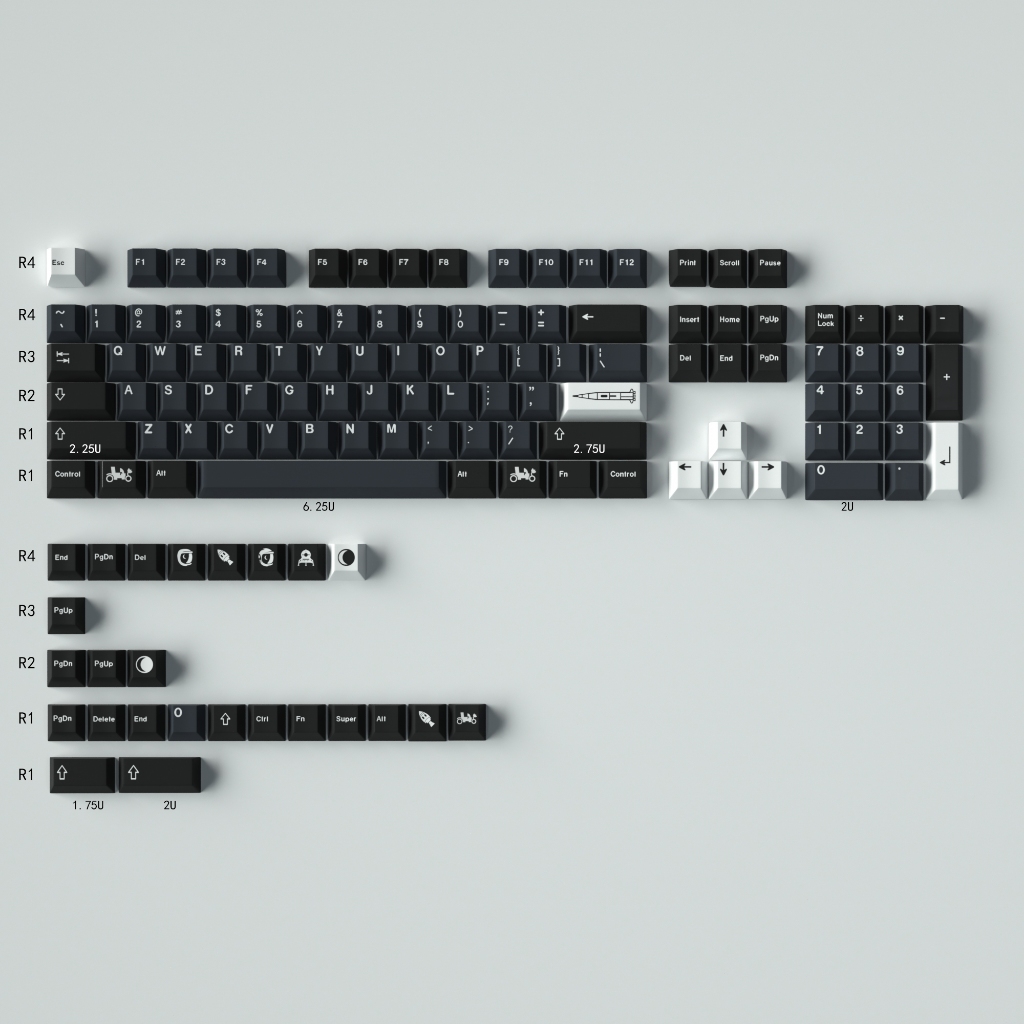 GMK Apo 129 keys cherry Profile PBT DYE/Abs Double Shot keycap English ...