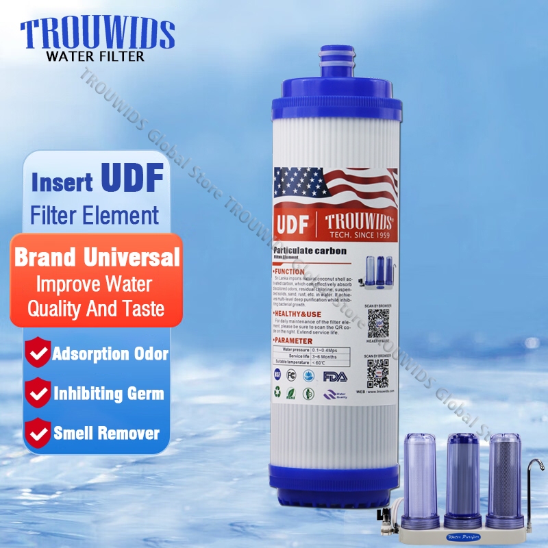 TROUWIDS Activated Carbon 3 Stage Universal 10 Inch UDF Water Filter ...