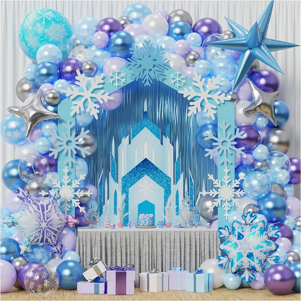 148pcs Ice and Snow World Gradient Snow Balloon Home Decoration ...