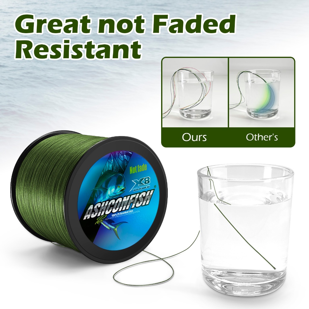 Ashconfish 8 Strands 500M No Dyed Not Faded Braided Fishing Line Super ...