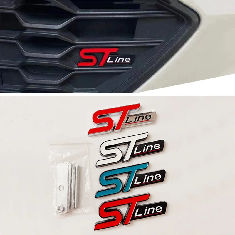 3D Metal ST Line Logo Car Front Grill Emblem Sticker Trunk Badge For ...