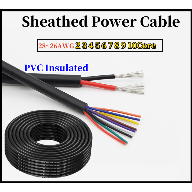 UL2464 3M Black Signal Wire 28AWG 26AWG Royal Cord 2 3 4 5 6 7 8 9 10Core Speaker Wire PVC ...