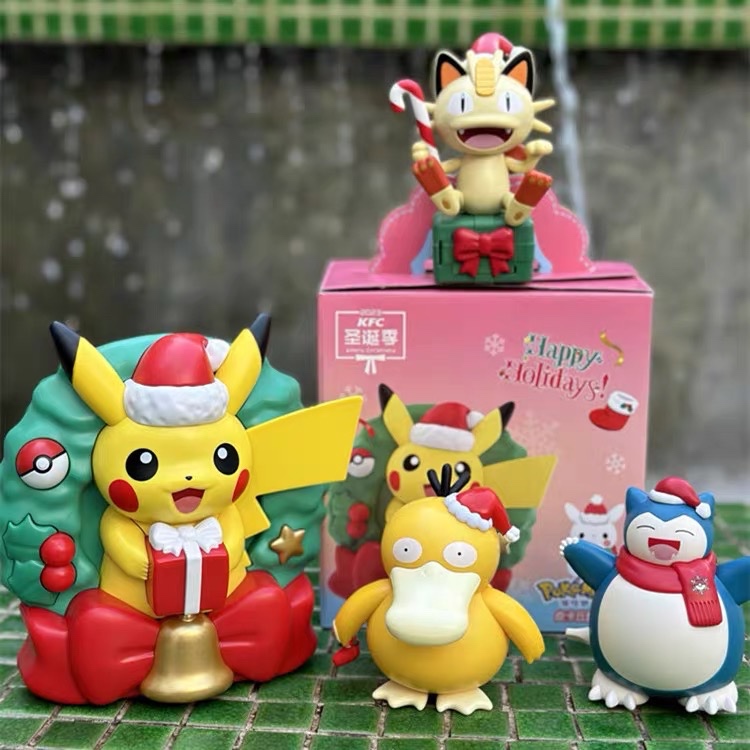 2023KFC Christmas Pokemon 4 pieces, Pikachu Light mirror, psyduck ...