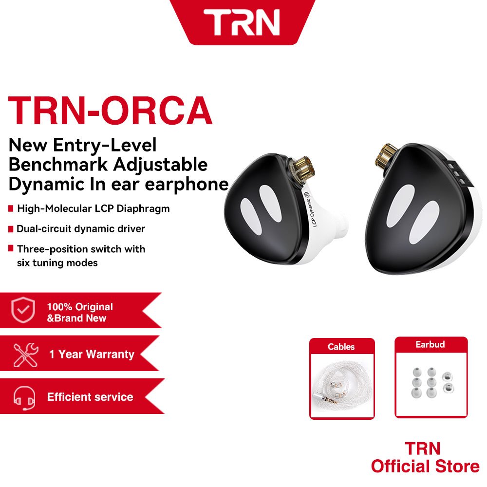 TRN ORCA Earphones In Ear 10mm Dual Dynamic Unit With Noise Cancelling ...