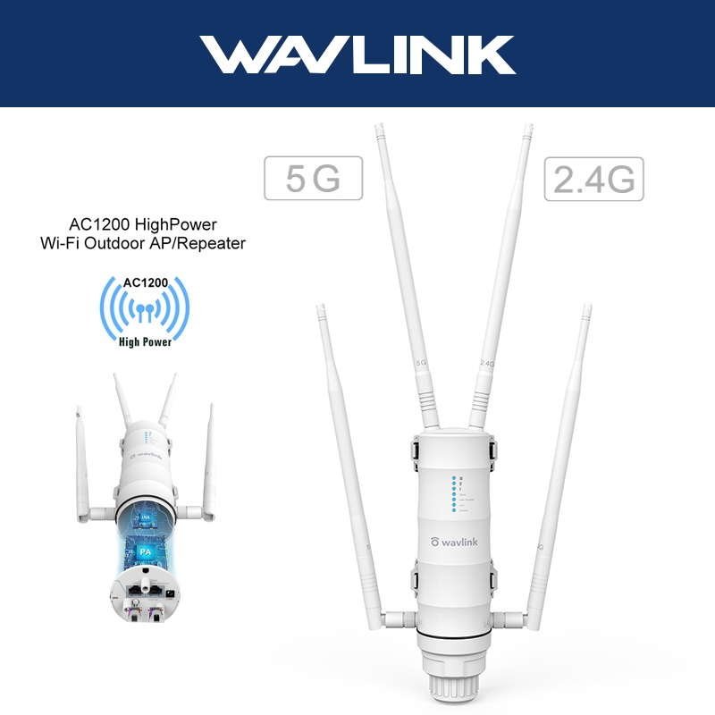 WAVLINK AC1200 Outdoor Router Weatherproof Dual Gigabit LAN WiFi ...