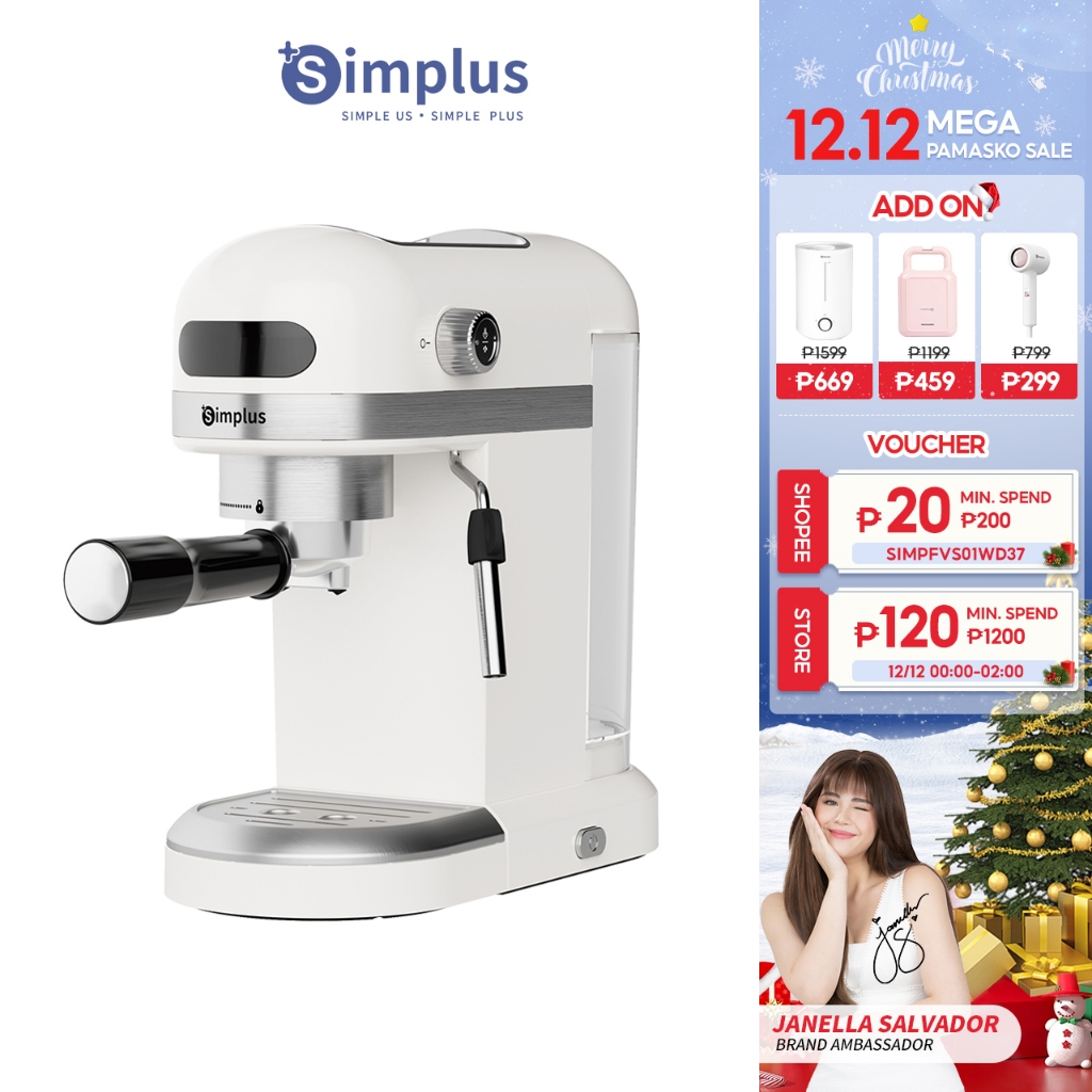 Simplus Espresso Coffee Maker Machine With Milk Frother Wand Coffee ...