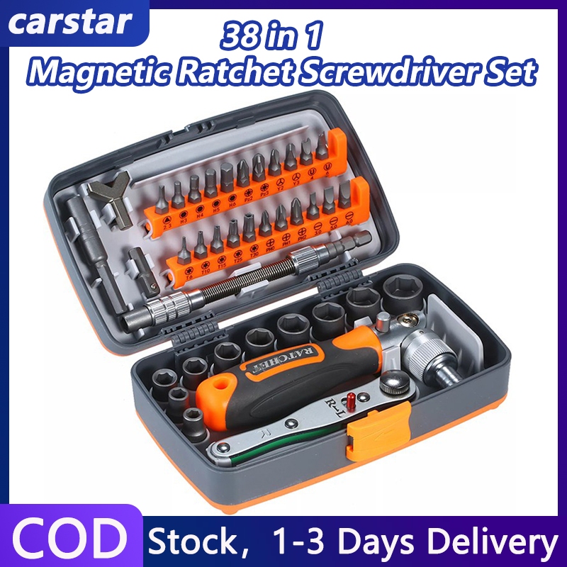38pcs Precision Ratchet Screwdriver Bit Set Magnetic Ratchet ...
