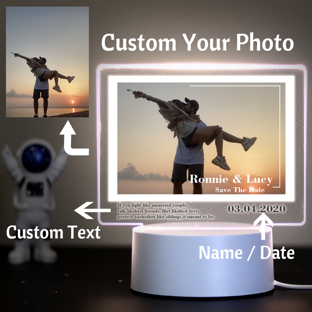 Custom Couple Photo Name LED Night Lights Table Lamp For Wedding ...