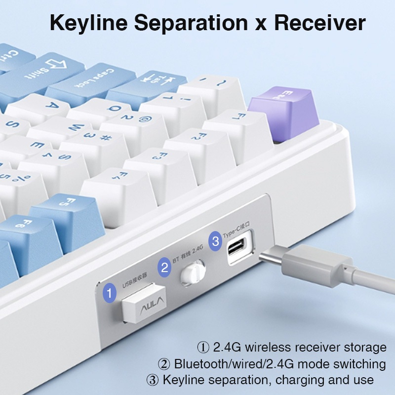 AULA F75 Mechanical Keyboard 75% 80 Key RGB Tri-Mode Wired Bluetooth 2 ...