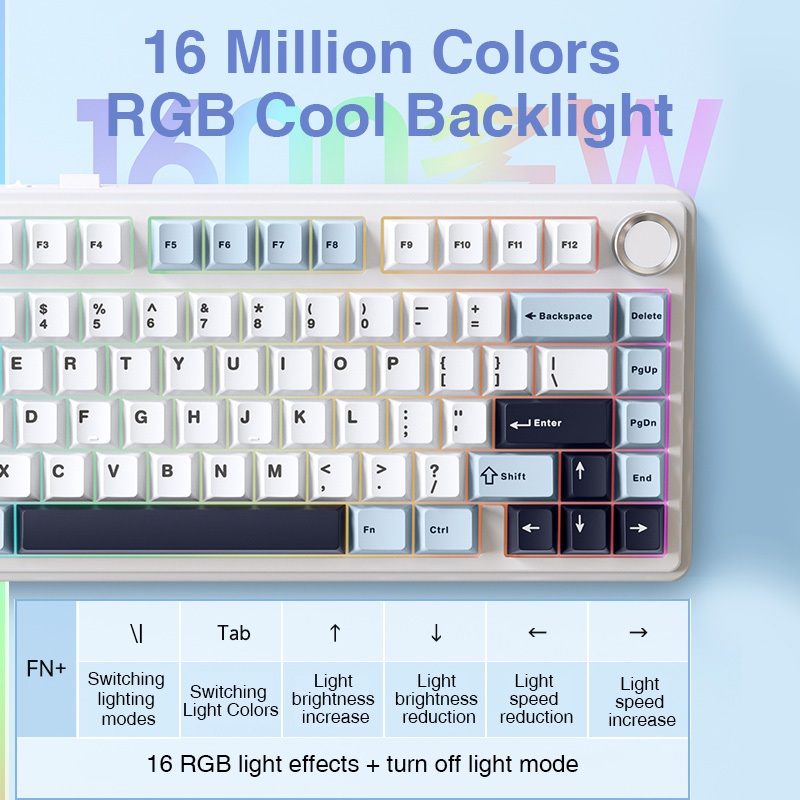 AULA F75 Mechanical Keyboard 75% 80 Key RGB Tri-Mode Wired Bluetooth 2 ...