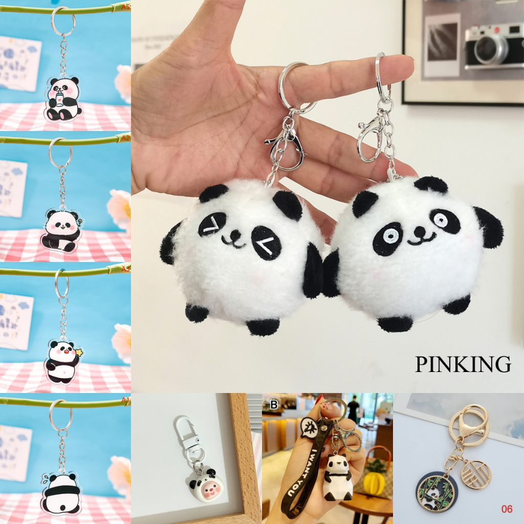 PINKING Cute Cartoon Panda Plush Toy Small Mini Doll Pendant Doll Key ...