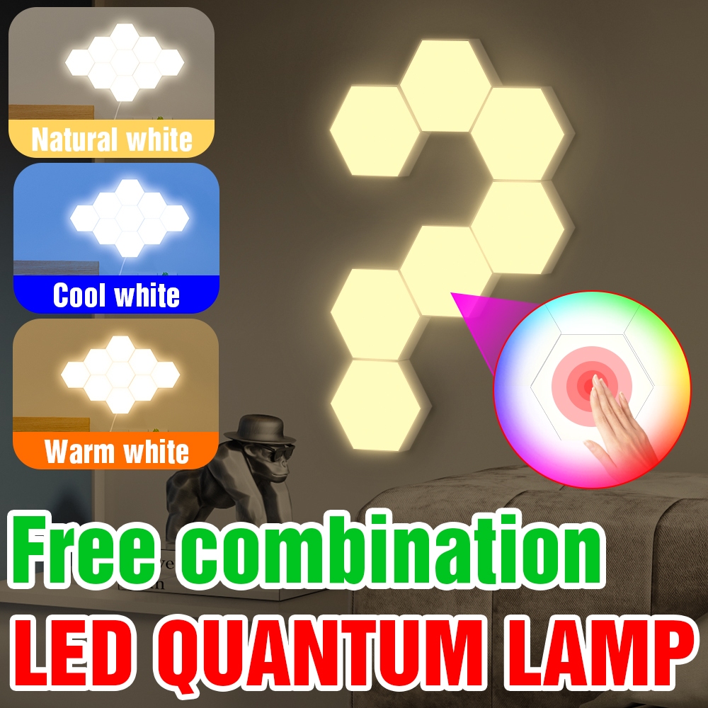 LED Quantum Hexagonal Night Light 3Colors Touch Sensor Switch ...