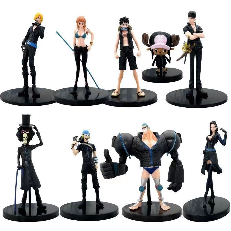 9Pcs/Set Anime One Piece Black Gold Clothes The Straw Hat Pirates Luffy ...