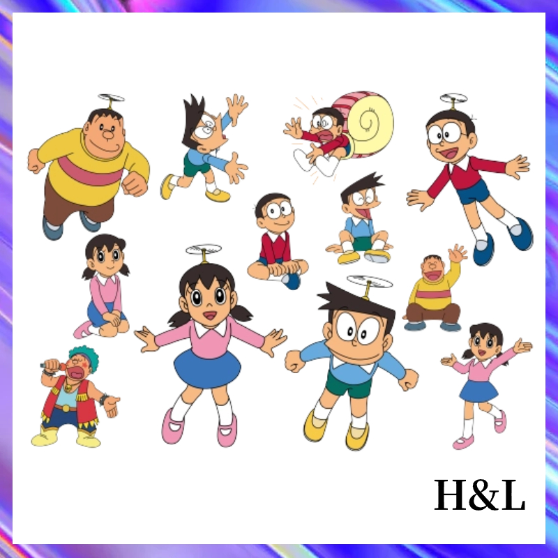 HL Cartoon Doraemon Emoji Sticker Smiling Face Decoration Sticker Cute ...