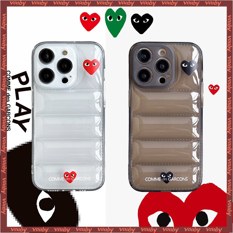 Cartoon cute Street Fashion CDG love airbag transparent Couples Soft Phone Case Suitable for ...