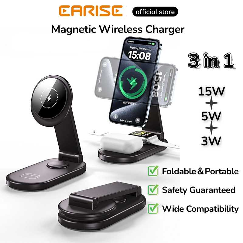 Foldable 3 in 1 Magnetic Wireless Charging Station 23W Wireless Charger ...
