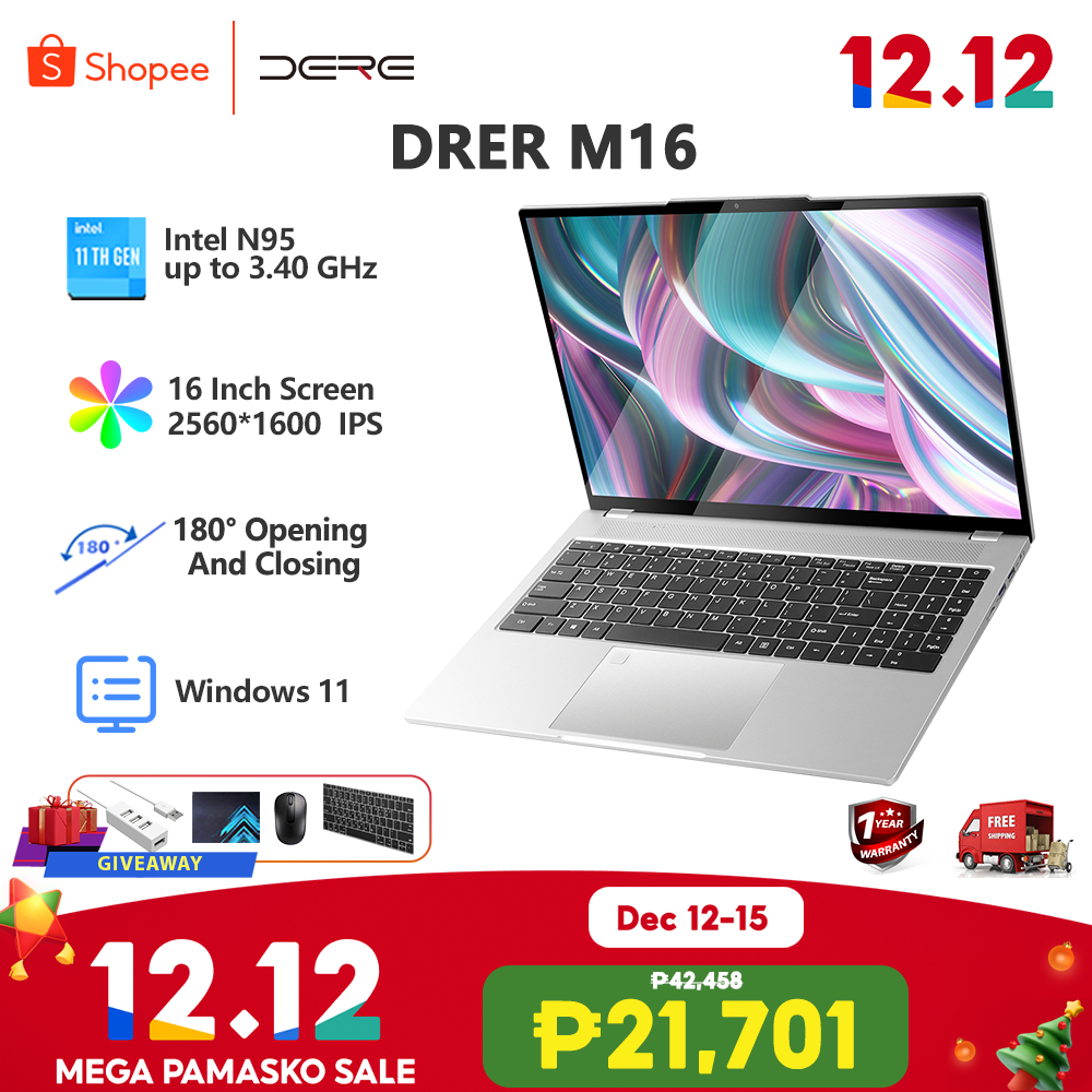 DERE M16 Laptop 16 Inch Laptop Intel N95 Up To 3.40 GHz 2.5K IPS Screen ...