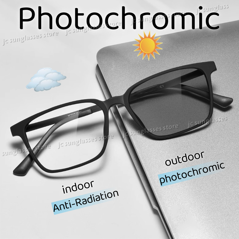 【Ready Stock】Anti Radiation Photochromic glasses For Men Women Square ...