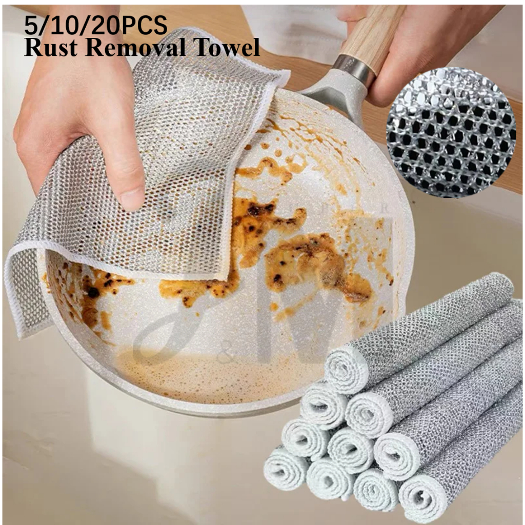 100PCS Magic Cleaning Steel Wool Wire Dishwashing Rags Rust Removal ...