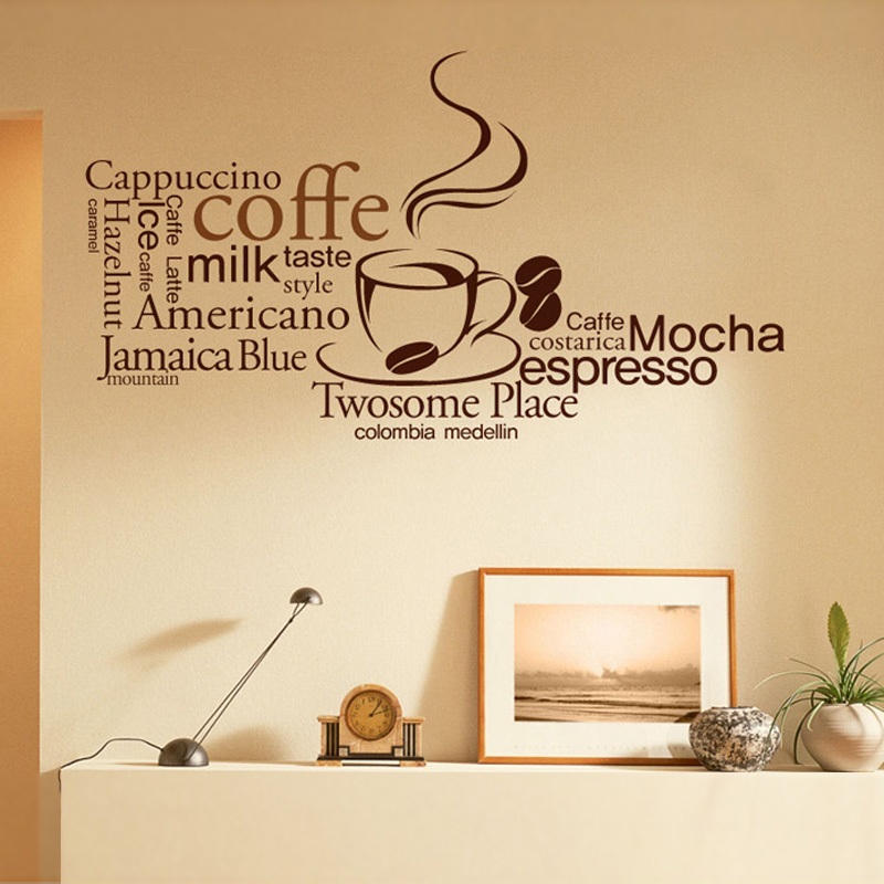 Coffee Shop Sticker Bean Milk tea Decal Cafe Cup Poster Vinyl Art Wall ...