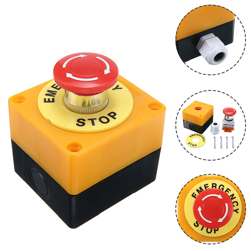 Emergency Stop Push Button Switch Station Red Sign Mushroom Cap 1 NO 1 ...