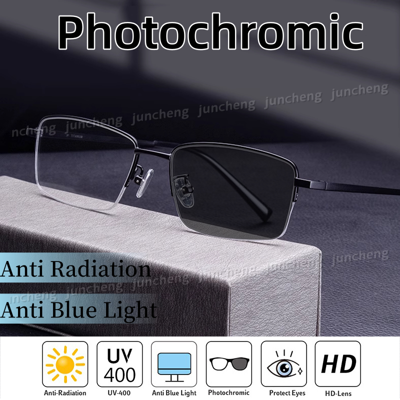 Fashion Photochromic Anti Radiation Glasses For Men Women Square Anti ...