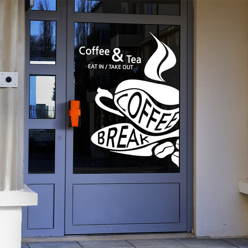 Coffee Shop Glass Sticker Milk tea Decal Cafe Poster Vinyl Art Wall ...