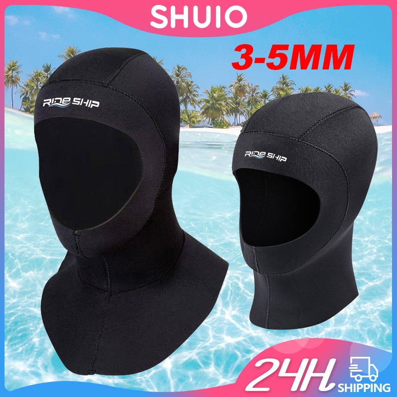 SHUIO Neoprene Wetsuit Hood Scuba Diving Hood 3MM 5MM Dive Cap Surfing ...