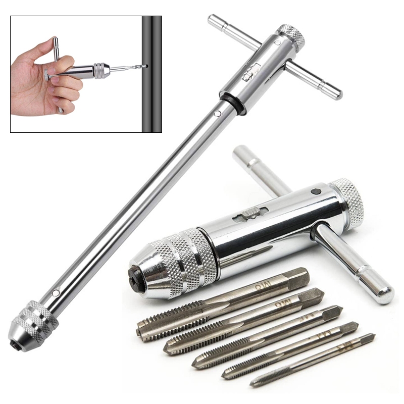 Adjustable T-Handle Ratchet Tap Wrench Tap Screw Holder Male Thread ...