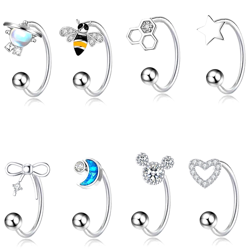 C-shaped lip ring horseshoe ring lip stud ear bone stud nasal septum ...