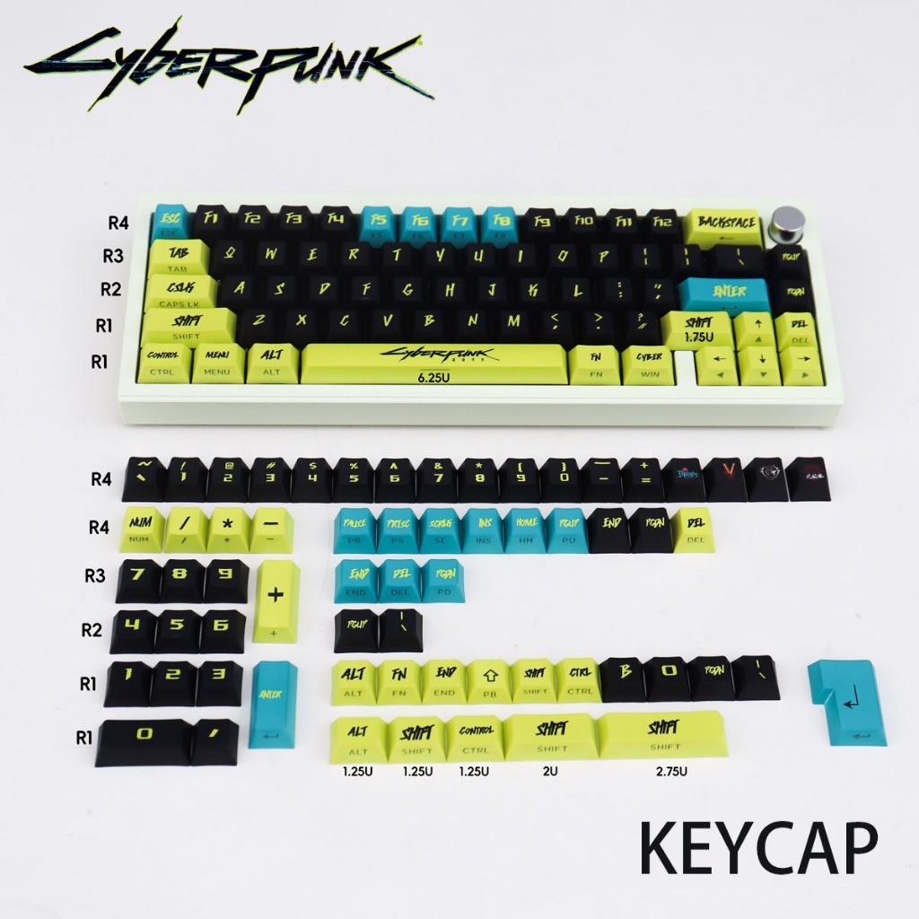 -LW- Cyberpunk Side Printing Keycaps PBT CHERRY Profile Mechanical ...