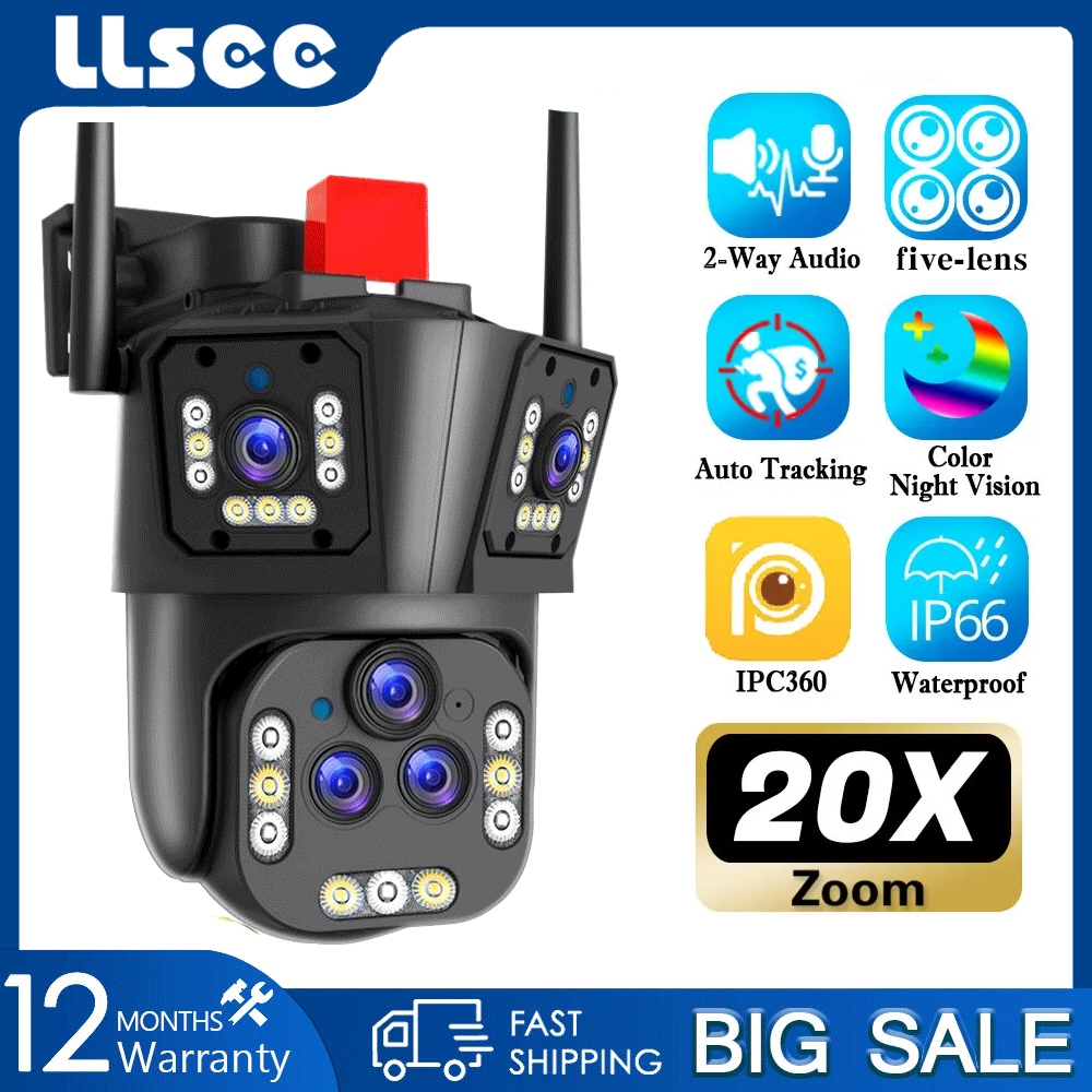 LLSEE 20MP 20K 5 lens 3 screen 20X optical zoom CCTV wireless outdoor ...