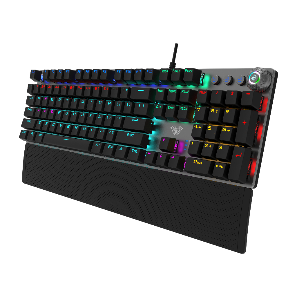 AULA F2088 Gaming Mechanical Keyboard Backlit with Knob Macro Programming Wired Full Keyboard ...