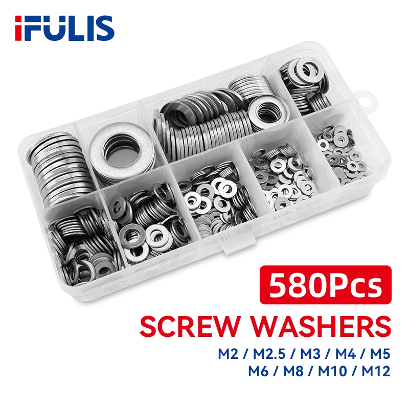 580pcs Set M2 M2.5 M3 M4 M5 M6 M8 M10 M12 Spacer 304 Stainless Steel ...